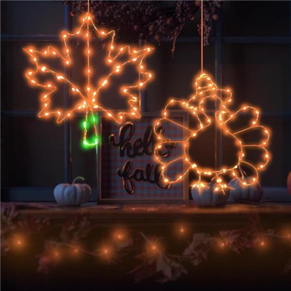 Holiday | 2 Pack Light Up Thanksgiving Decorations Led Orange 8 Light ...